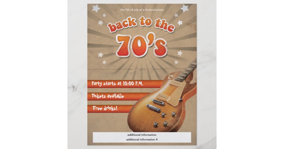 Back to the 70's flyer - fully customizable | Zazzle