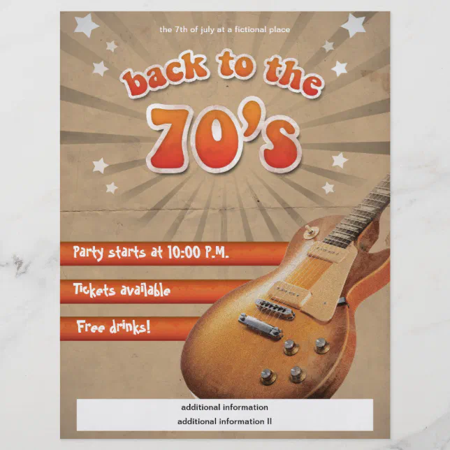 Back to the 70's flyer - fully customizable | Zazzle