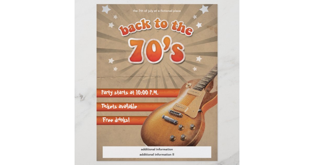Back to the 70's flyer - fully customizable | Zazzle