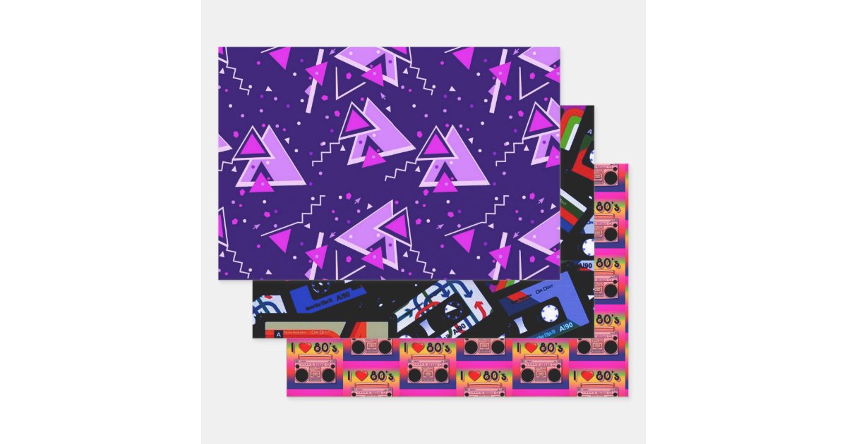 Back To The 80's Retro Collection Wrapping Paper Sheets | Zazzle