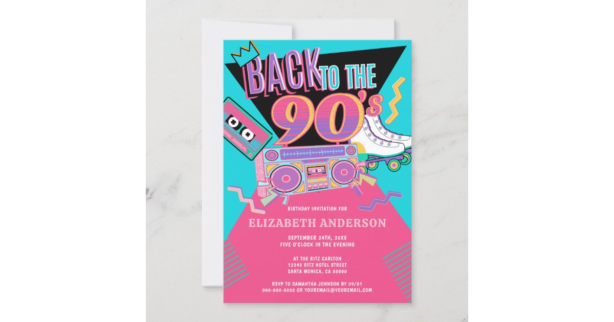 Back to the 90s Birthday Party Invitation | Zazzle