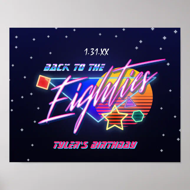 Back to the Eighties Neon Poster | Zazzle