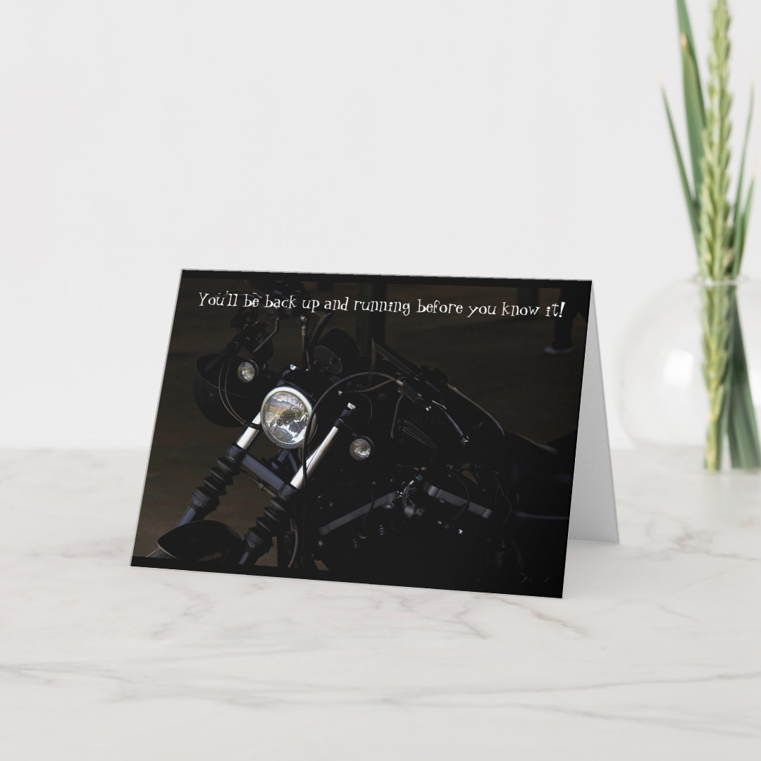 Back Up and Running Motorcyclist Get Well Card | Zazzle