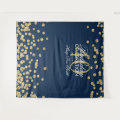 Backdrop 40th Birthday Gold Navy Blue Confetti | Zazzle