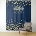 Backdrop 40th Birthday Gold Navy Blue Confetti | Zazzle