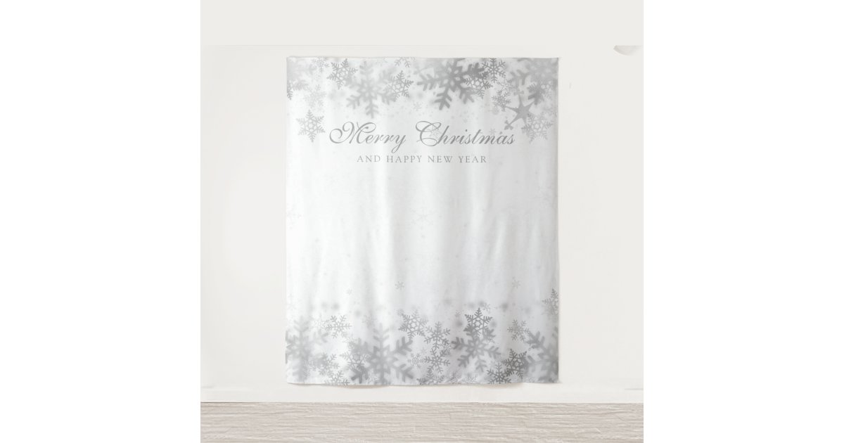 Backdrop Christmas Holiday Silver Snowflakes White | Zazzle
