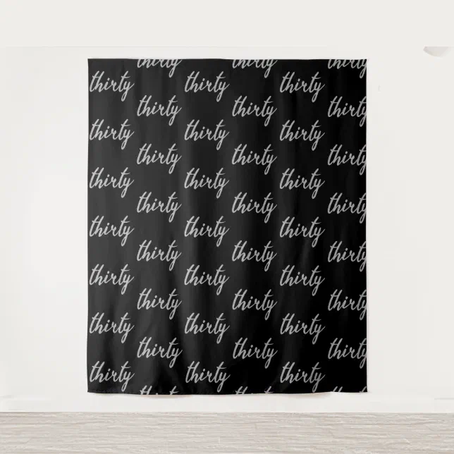 Backdrop "Thirty" 30th Birthday Silver Black | Zazzle