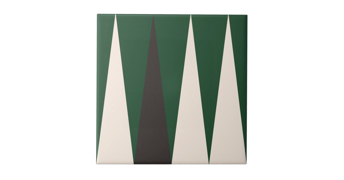 Backgammon Geometric Pattern Green Tile | Zazzle