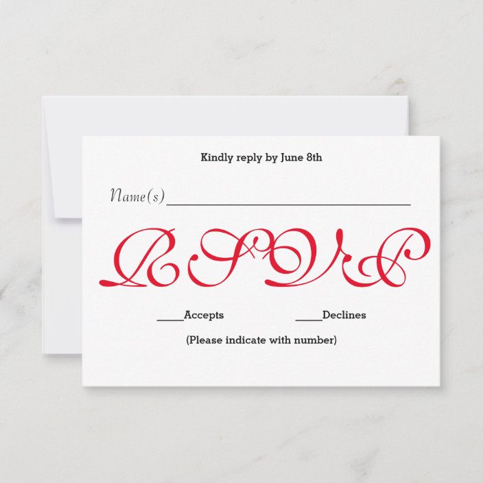 Background Red - RSVP Reception Response Card | Zazzle.com