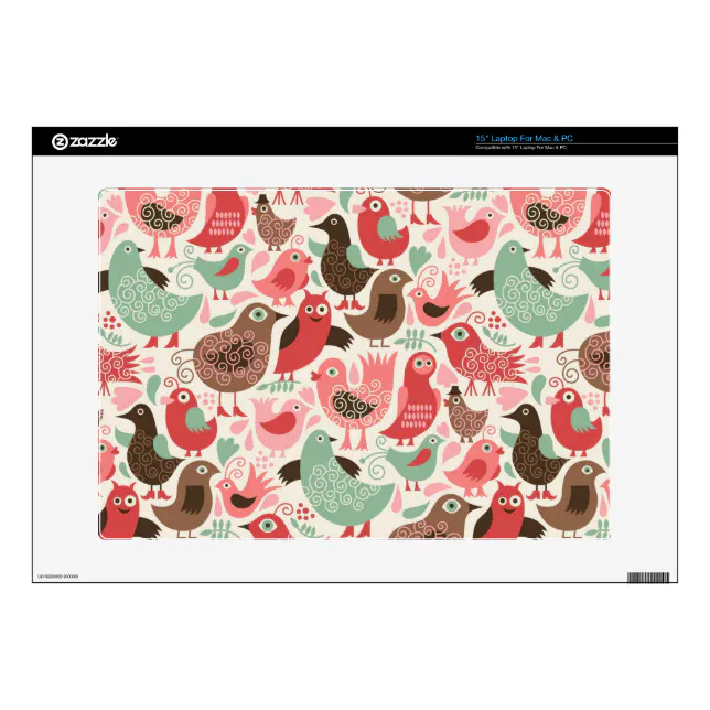 background with cute birds laptop decal | Zazzle
