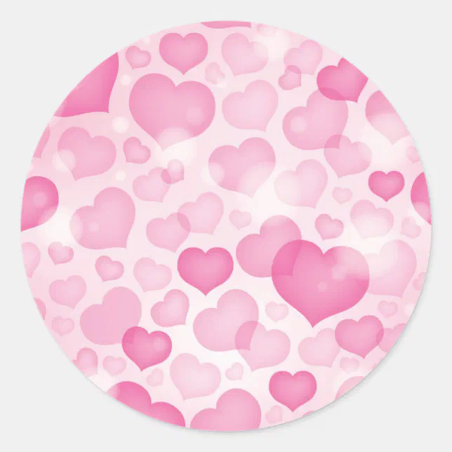 Background with Hearts Classic Round Sticker | Zazzle