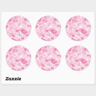 Background with Hearts Classic Round Sticker | Zazzle