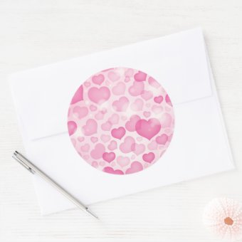 Background with Hearts Classic Round Sticker | Zazzle