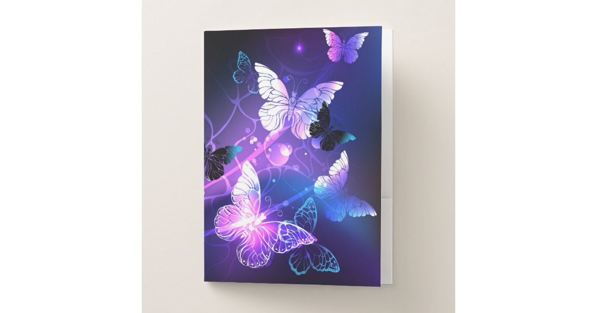 Background with Night Butterflies Pocket Folder | Zazzle