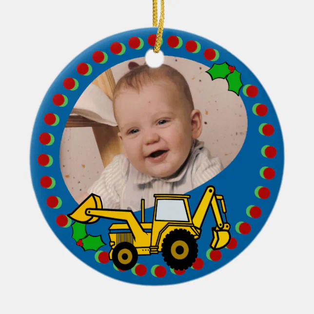Backhoe Christmas Ceramic Ornament | Zazzle