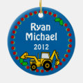 Backhoe Christmas Ceramic Ornament | Zazzle