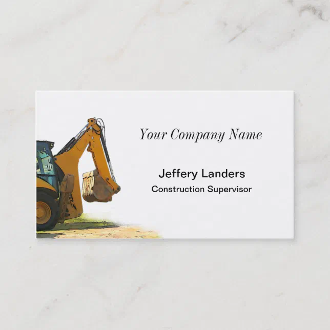 Backhoe Construction Business Card | Zazzle