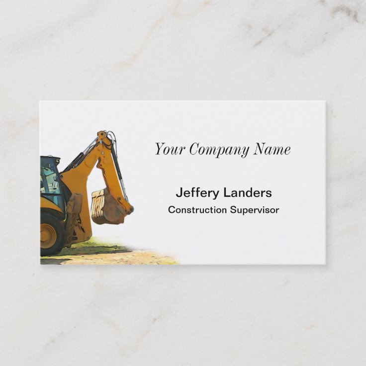 Backhoe Construction Business Card | Zazzle