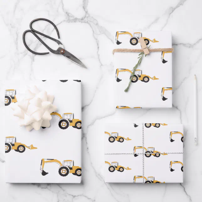 Backhoe Construction Truck Wrapping Paper Sheets | Zazzle