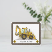 Backhoe Digger Construction Kids Party Invitation | Zazzle