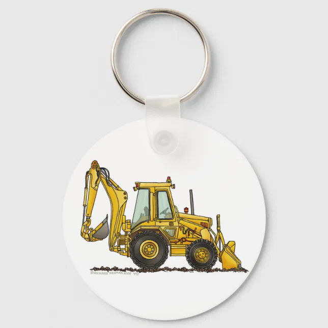 Backhoe Digger Loader Construction Key Chains | Zazzle