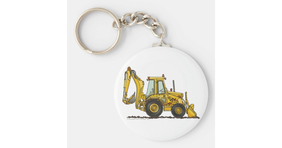 Backhoe Digger Loader Construction Key Chains | Zazzle