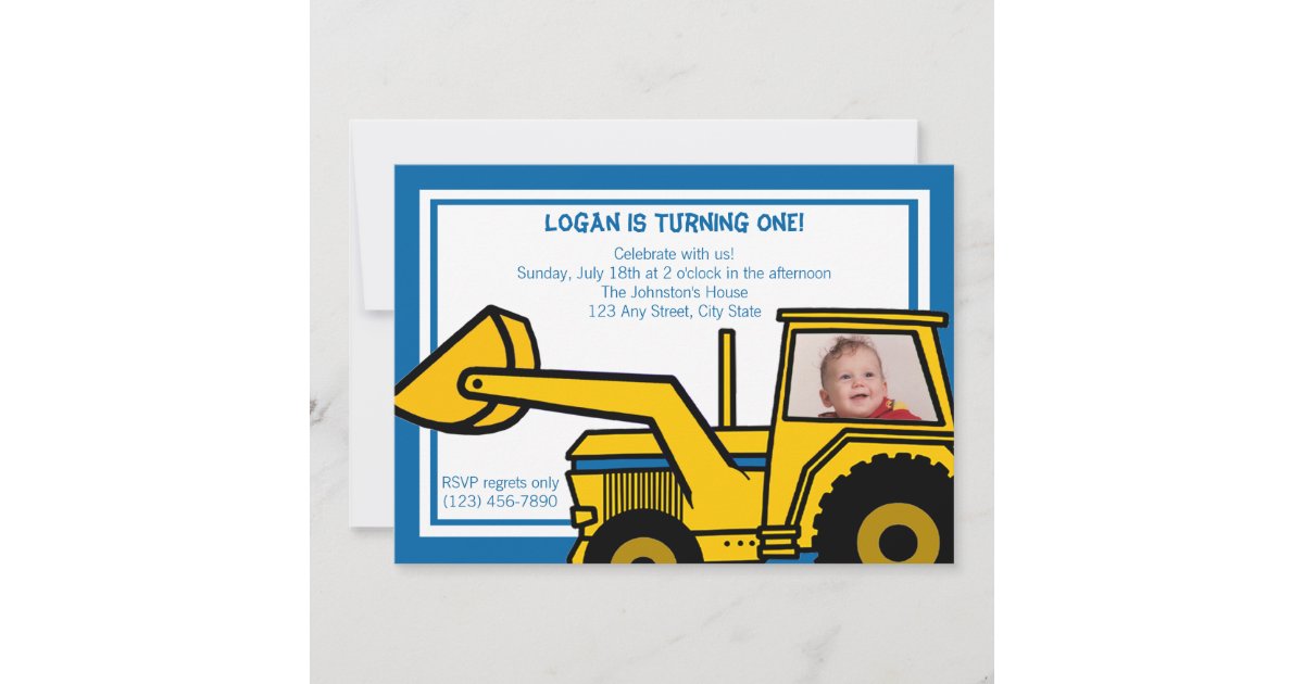 Backhoe Fun/ Photo Invitation | Zazzle