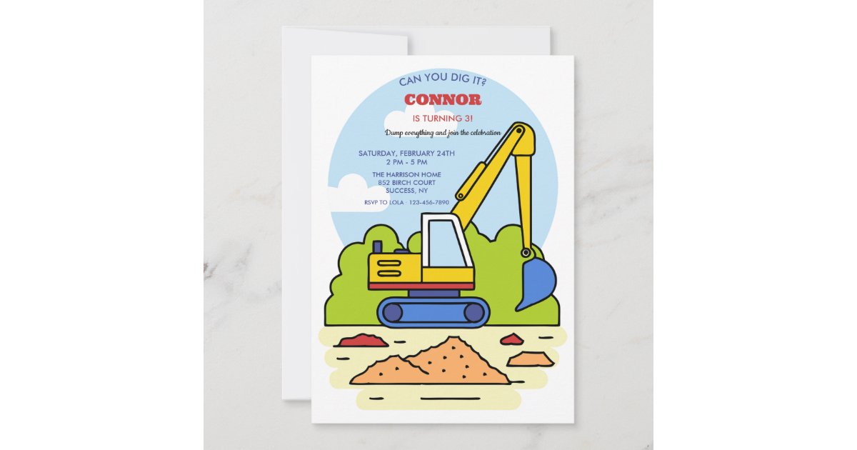 Backhoe Invitation | Zazzle