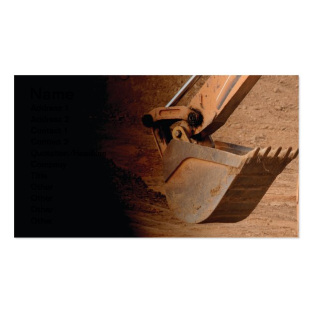 backhoe part of construction equipment business cards