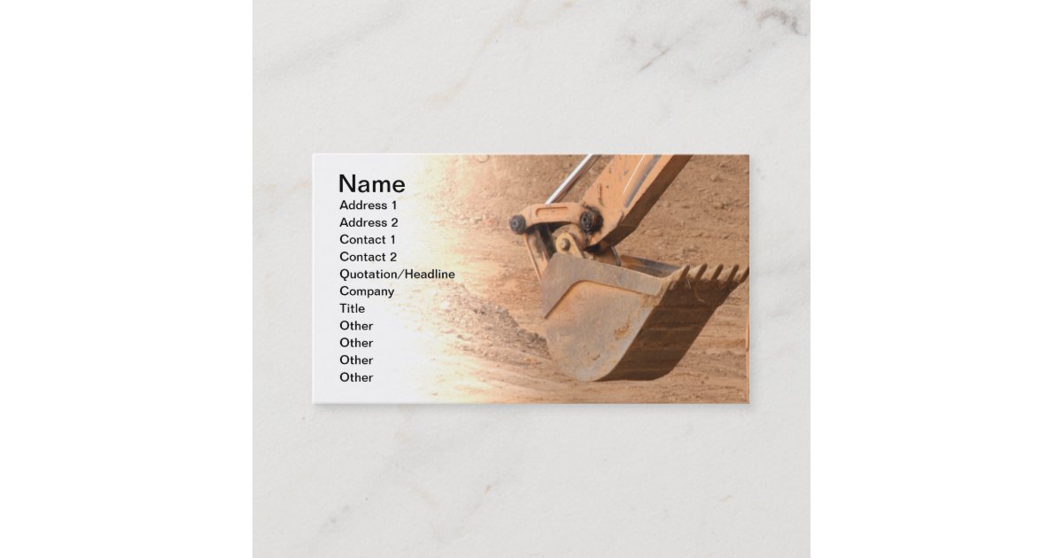 backhoe part of construction equipment business card | Zazzle