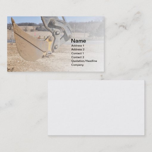 backhoe scoop business card | Zazzle