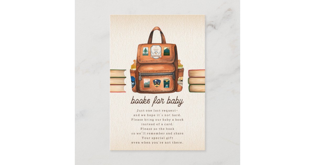 Backpack + Bottles Baby Shower Book Request Enclosure Card | Zazzle