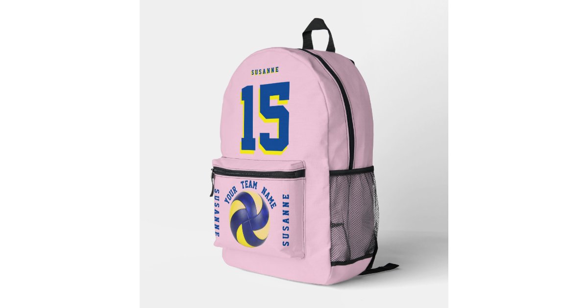 Backpacks Girls Volleyball blue Rose Pink sporty | Zazzle