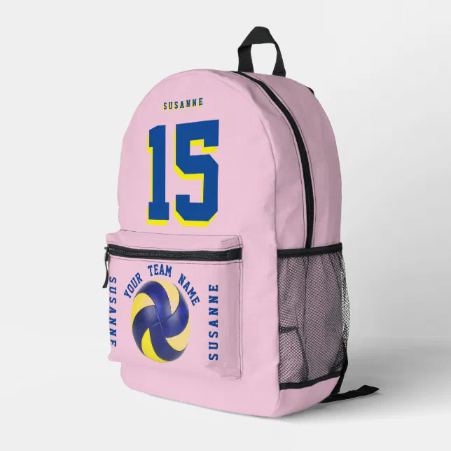 Backpacks Girls Volleyball blue Rose Pink sporty | Zazzle