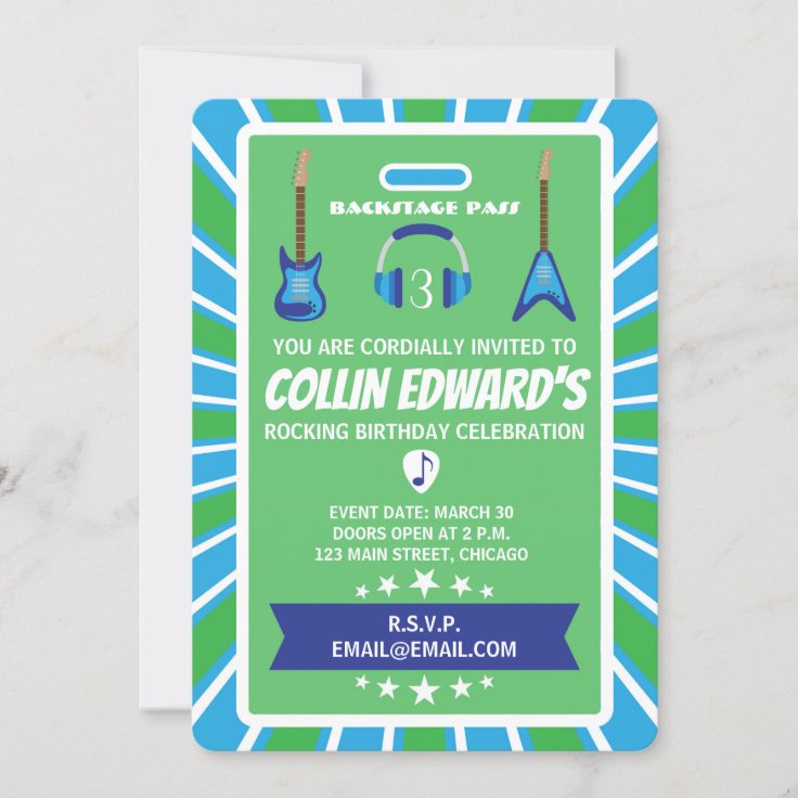 Backstage Pass Birthday Party Invitation | Zazzle