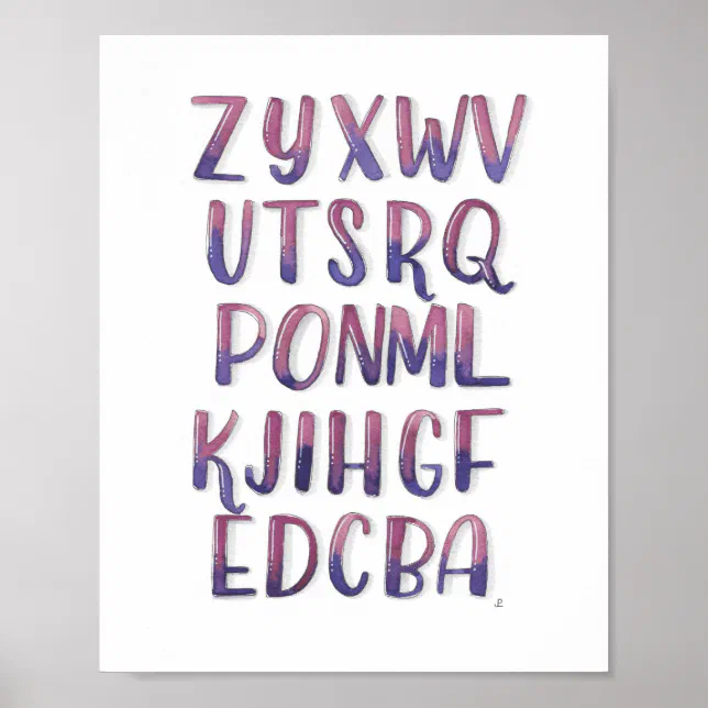 Backwards Alphabet Poster | Zazzle