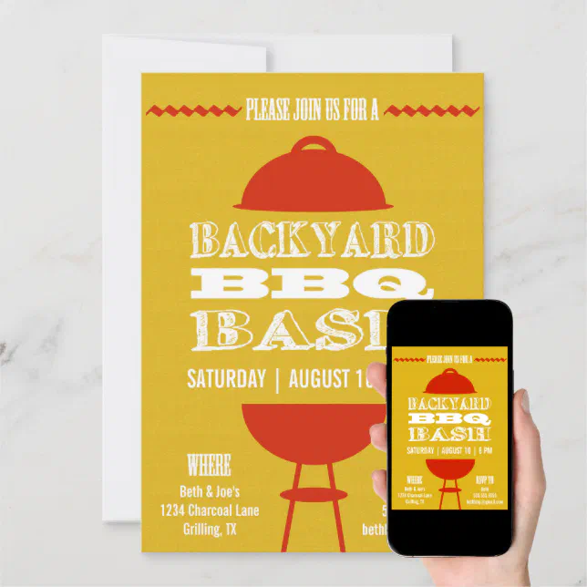 Backyard BBQ Barbecue Bash | Party Invitation 5x7 | Zazzle