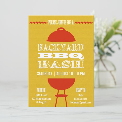 Backyard BBQ Barbecue Bash | Party Invitation 5x7 | Zazzle