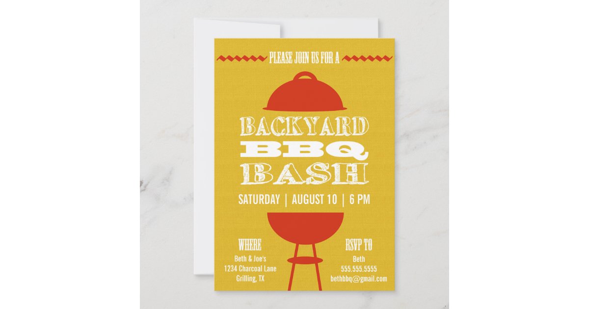 Backyard BBQ Barbecue Bash | Party Invitation 5x7 | Zazzle