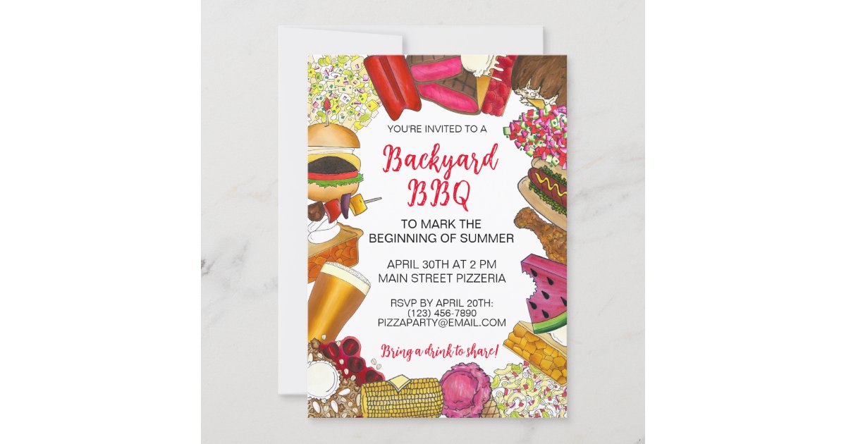 Backyard BBQ Barbecue Cookout Picnic Barbeque Invitation | Zazzle
