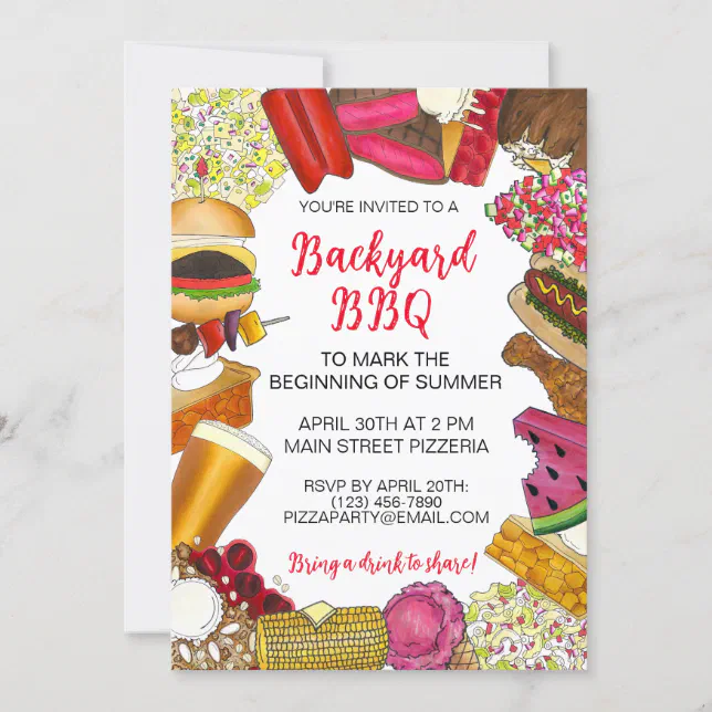 Backyard BBQ Barbecue Cookout Picnic Barbeque Invitation | Zazzle