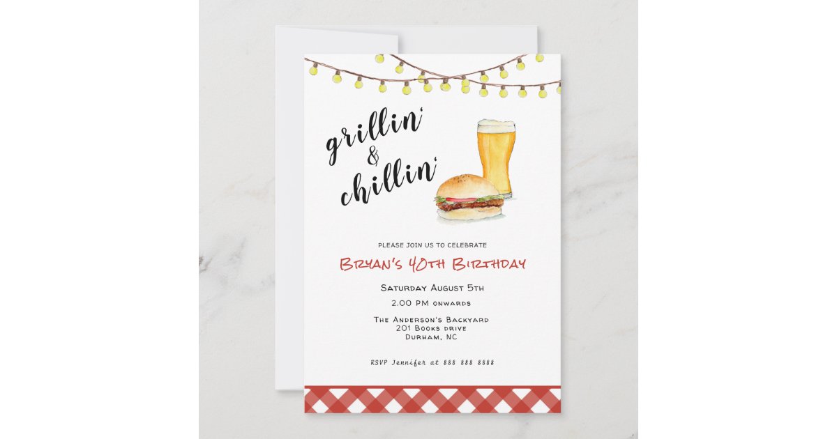 Backyard BBQ Grilling Birthday Invitation | Zazzle