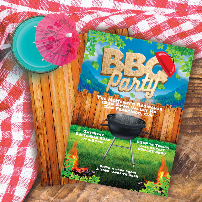 Backyard BBQ Party Invitation | Zazzle