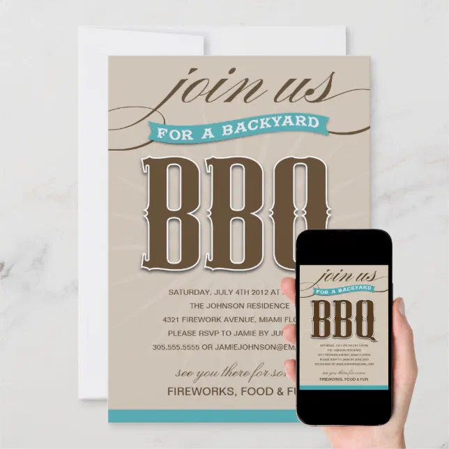 BACKYARD BBQ | PARTY INVITATION | Zazzle