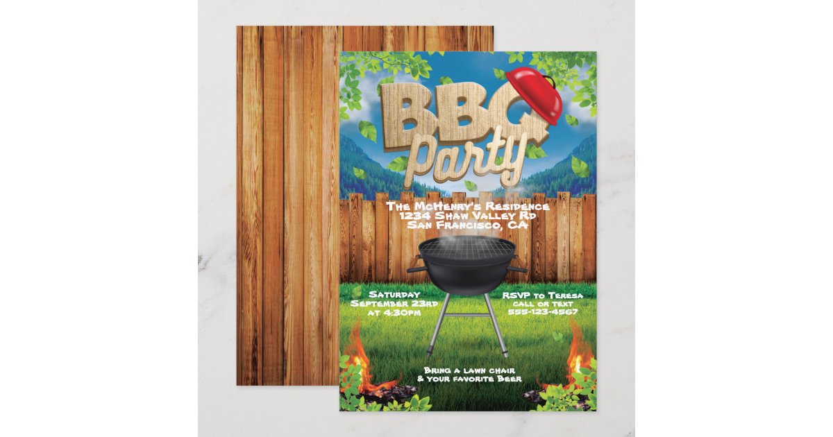 Backyard BBQ Party Invitation | Zazzle