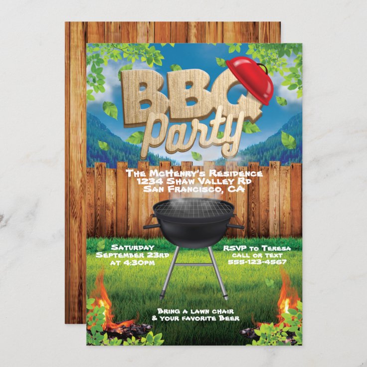 Backyard BBQ Party Invitation | Zazzle