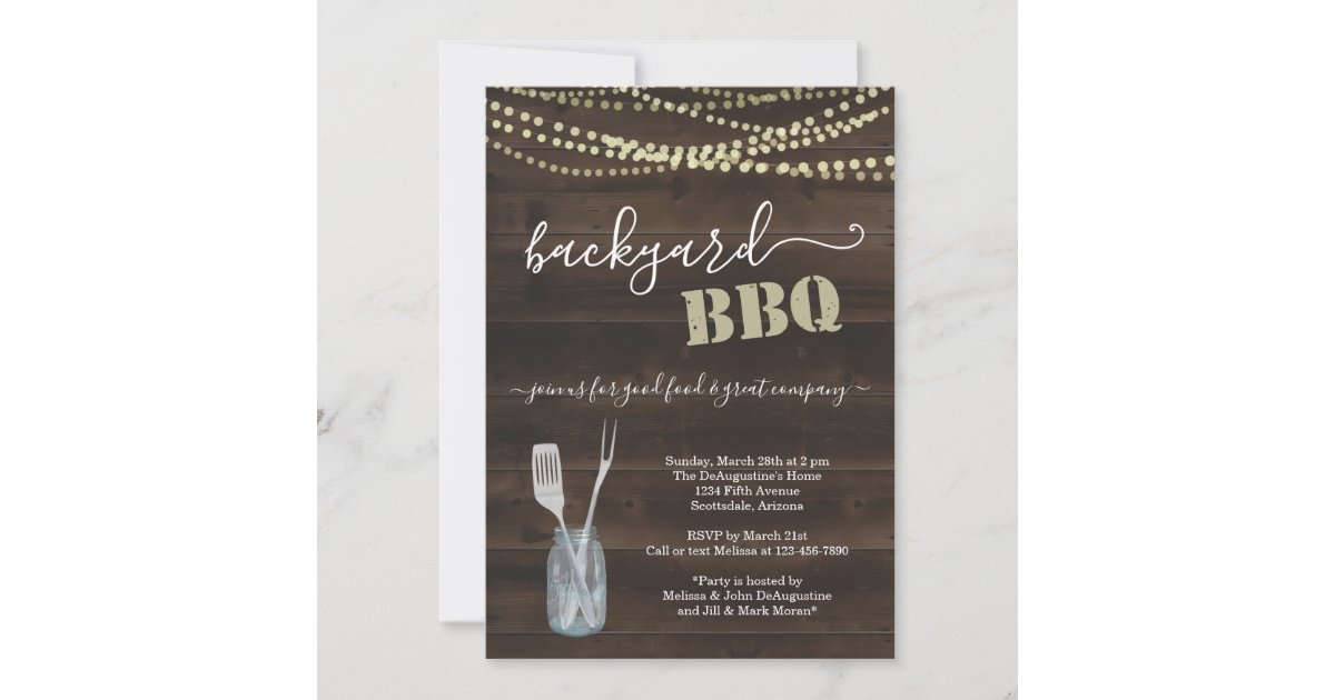 Backyard BBQ Party Invitation - Rustic Wood | Zazzle