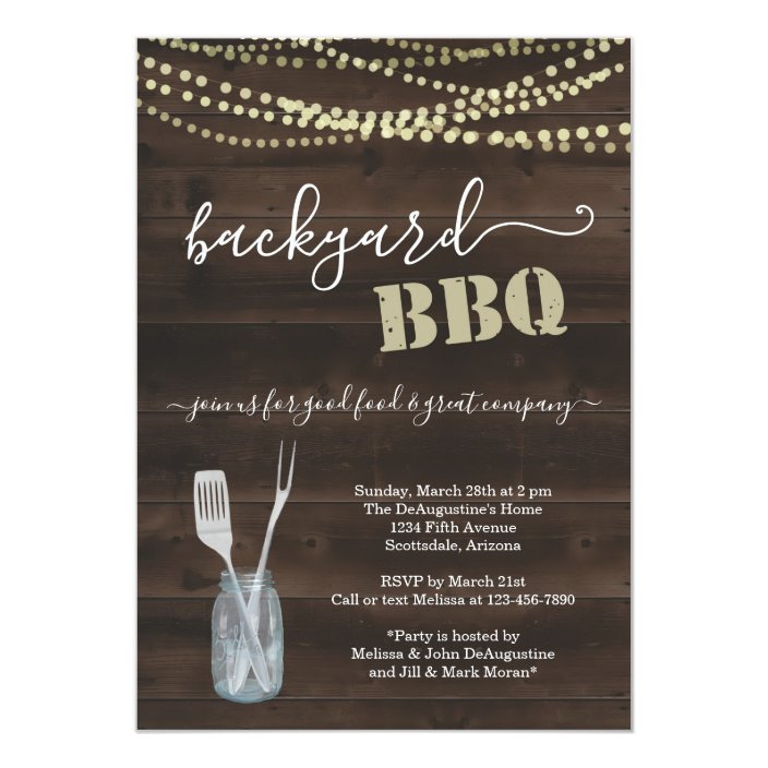 Backyard BBQ Party Invitation - Rustic Wood | Zazzle.com