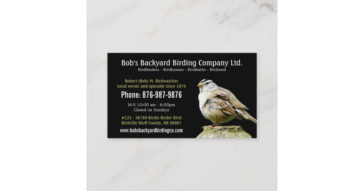 Backyard Bird Supply Business with Wild Bird Business Card | Zazzle