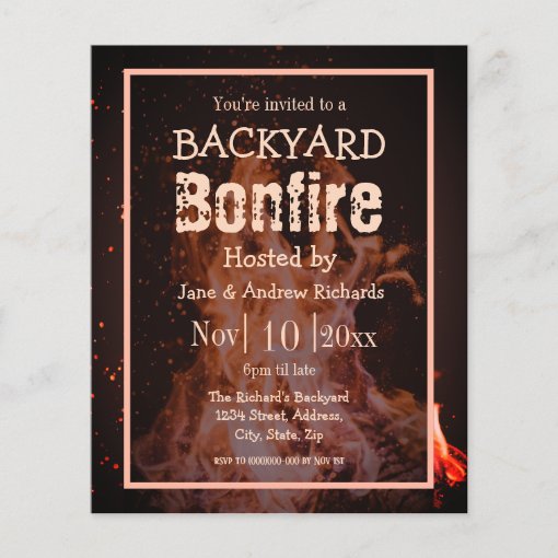 Backyard Bonfire Invitation Flyer | Zazzle